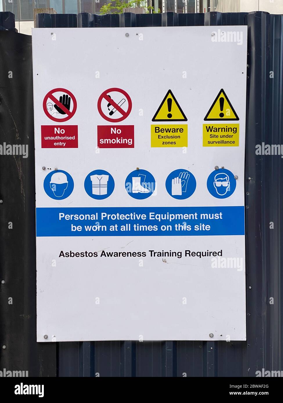 Construction site health and safety message rules sign board signage on ...
