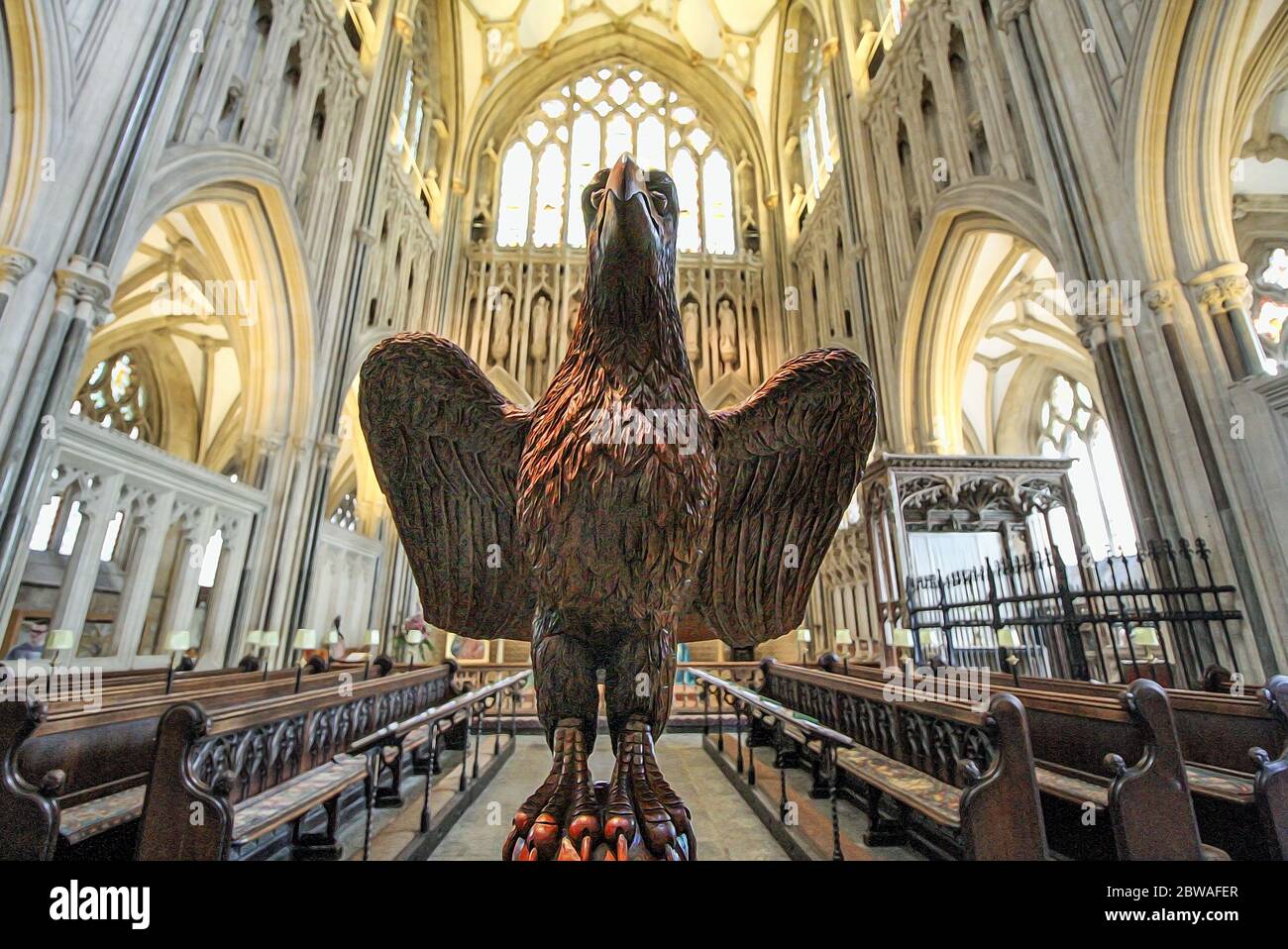 Photo illustration Carved eagle lectern in the Quire stalls at Wells ...