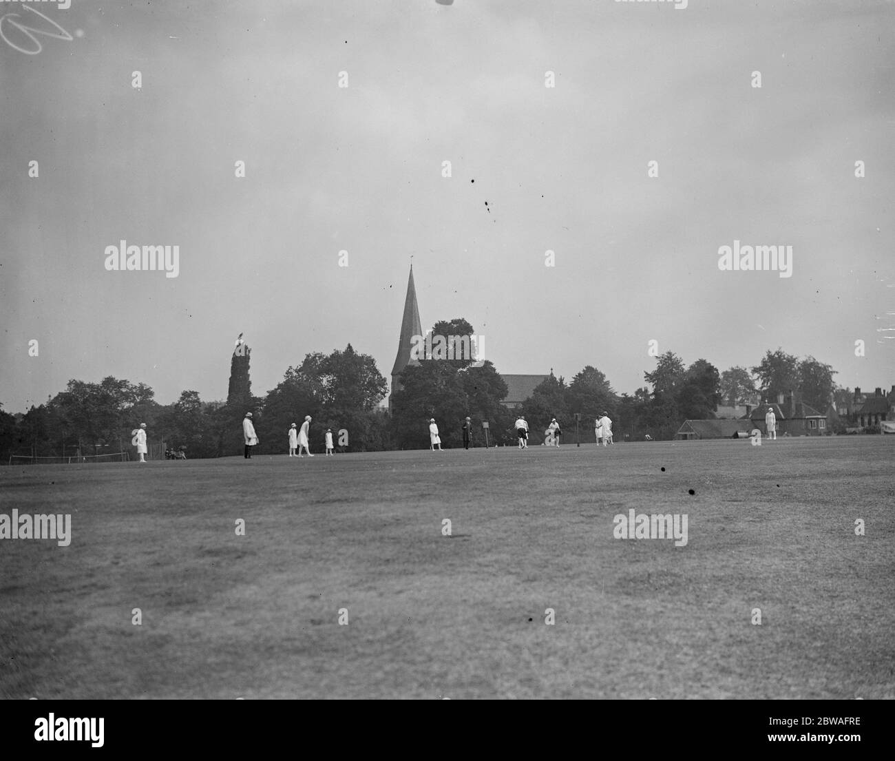 Kent versus Sussex , ladies stoolball match on the cricket ground ...