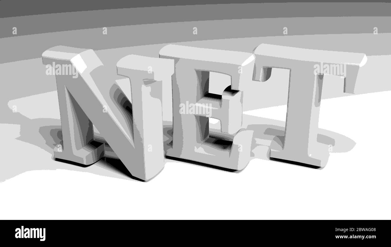 NET in gray letters on white surface - 3D rendering illustration Stock ...