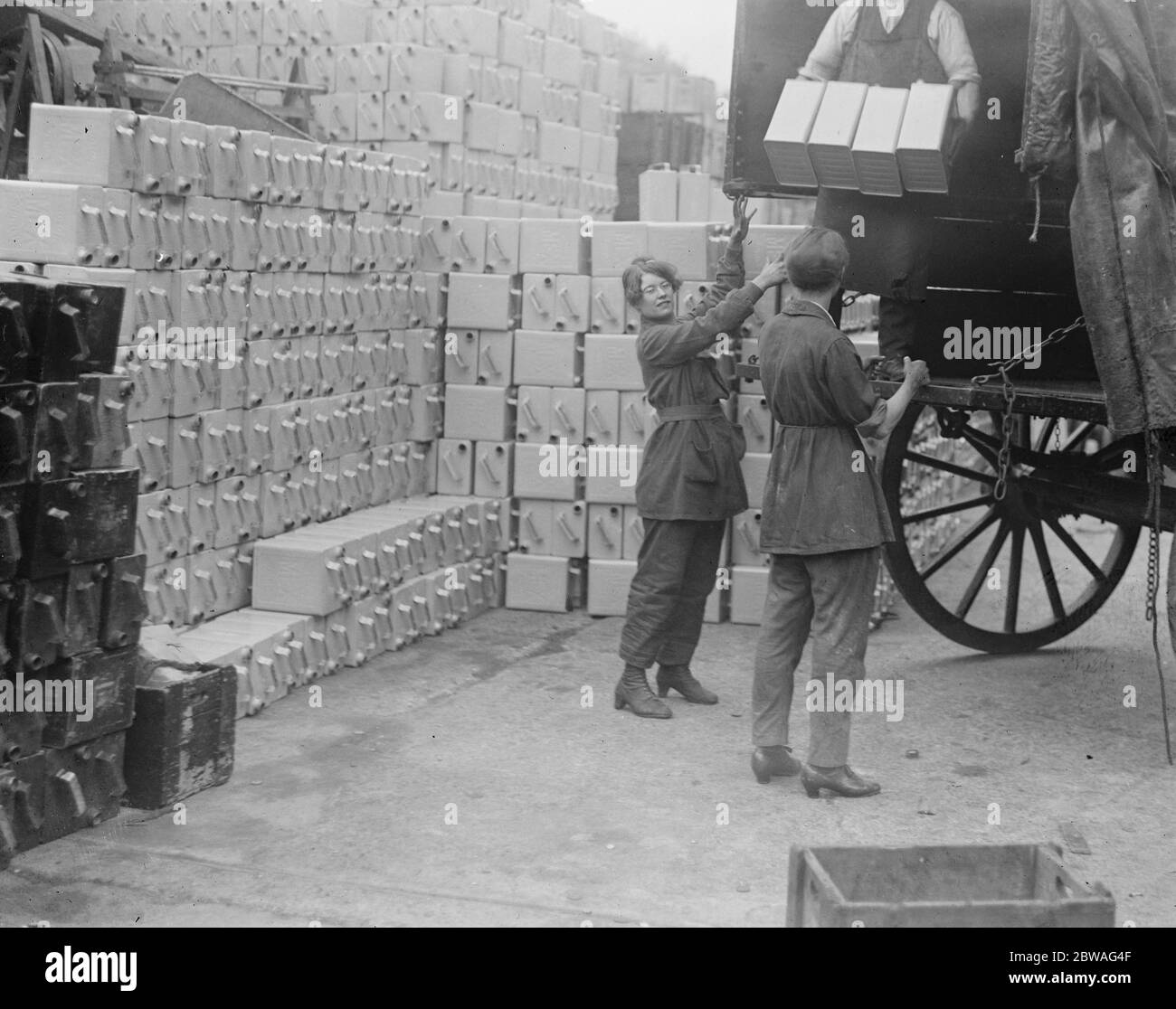 The Great Railway Strike Unloading empty petrol cans at the Anglo ...
