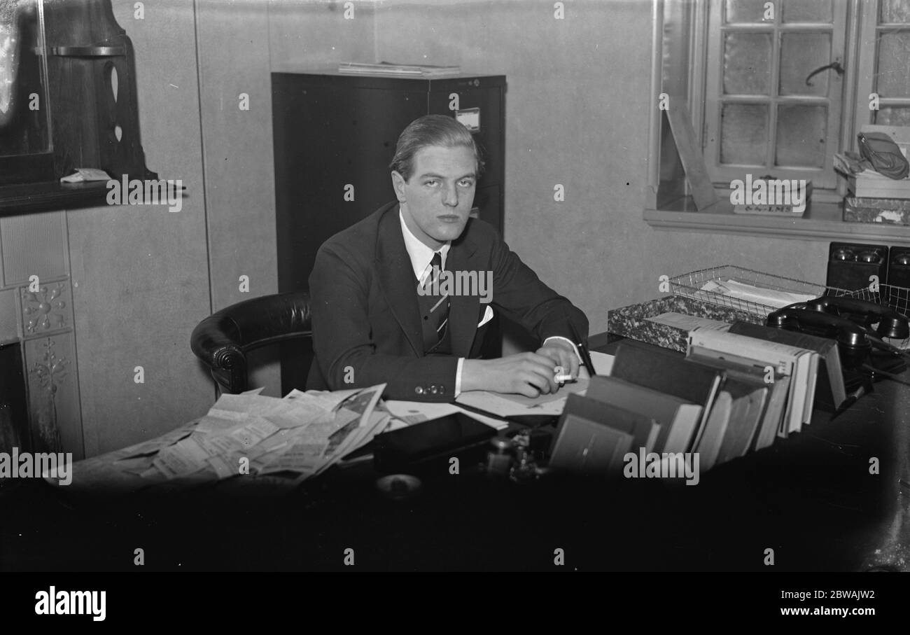 Mr Randolph Churchill in the editorial chair of ' Oxford and Cambridge ...