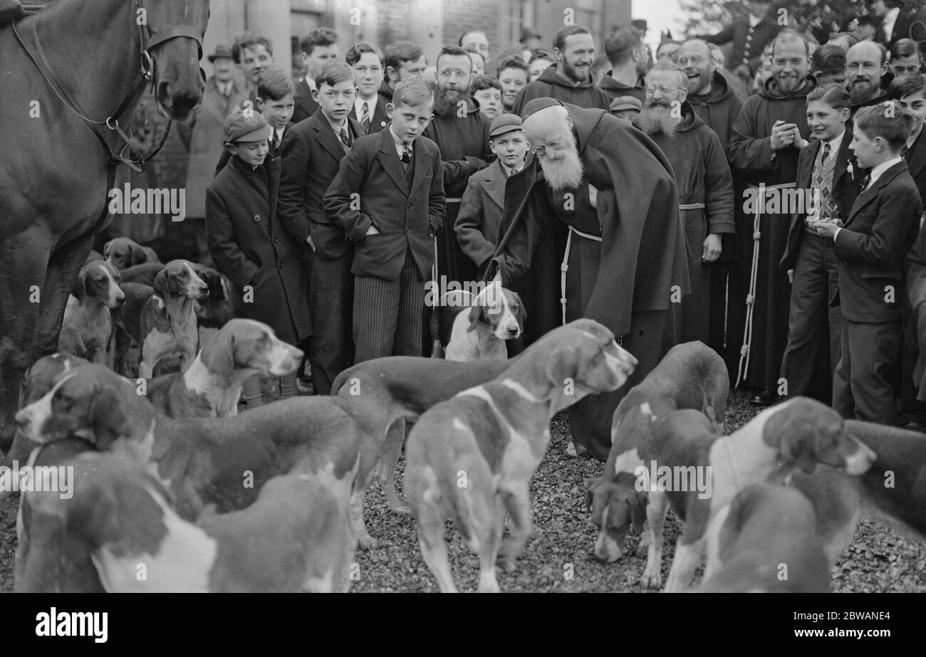 Meet of the Burton hunt at Panton Monastery School . The Father Abbot ...