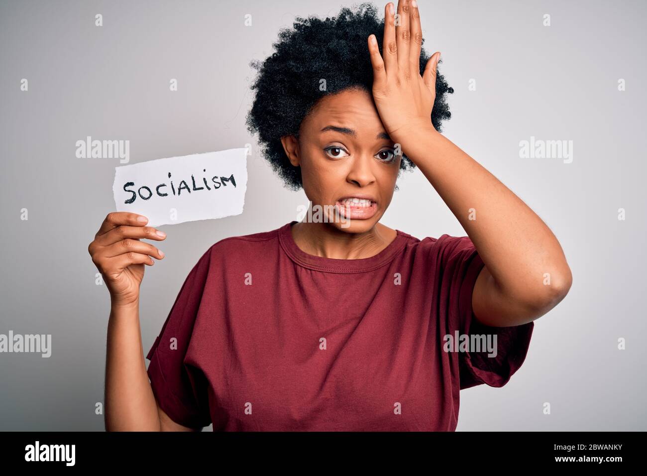 Young African American afro politician woman with curly hair socialist ...