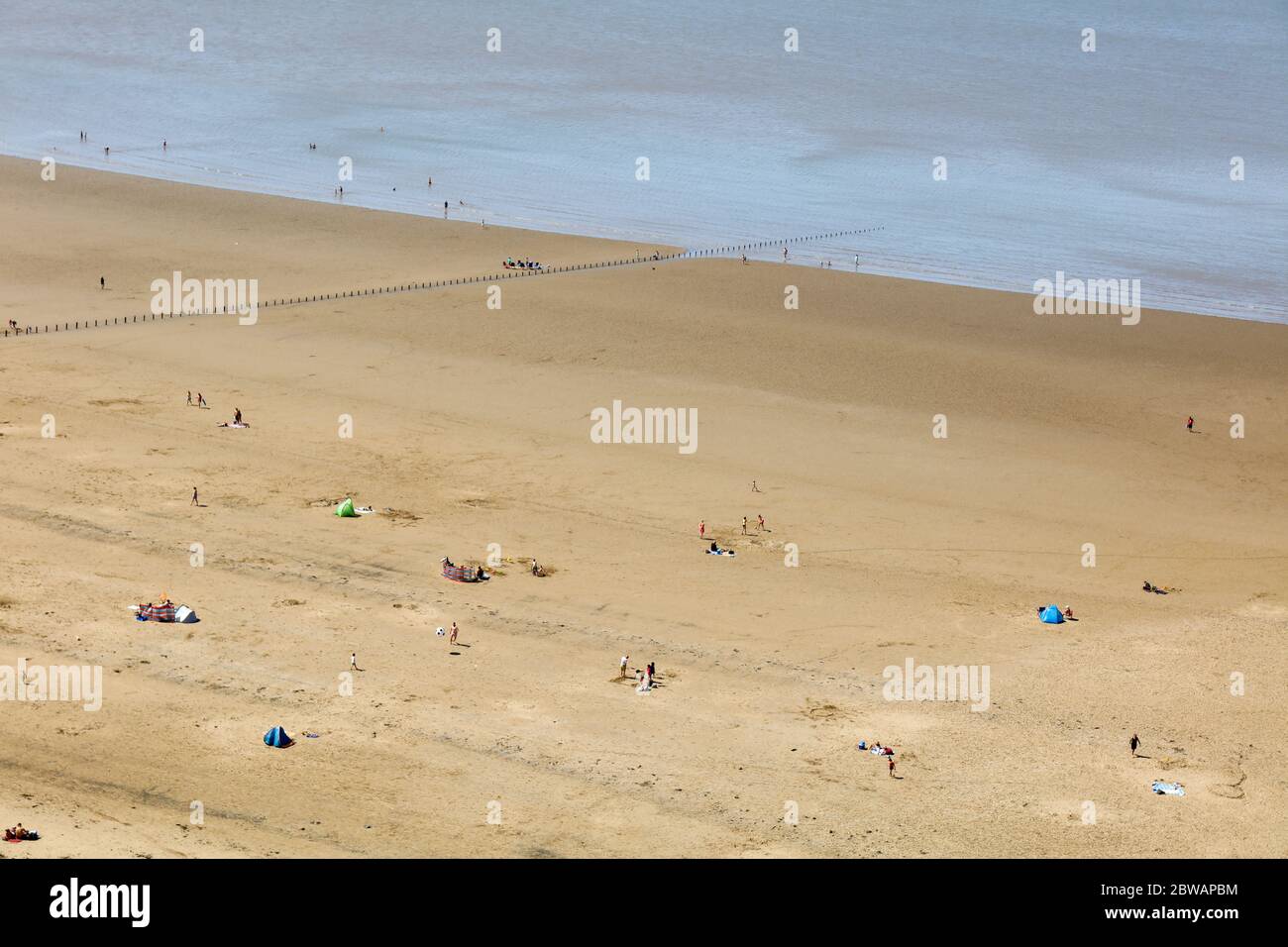 Aerial view of Brean Beach with people. Somerset, UK Stock Photo - Alamy