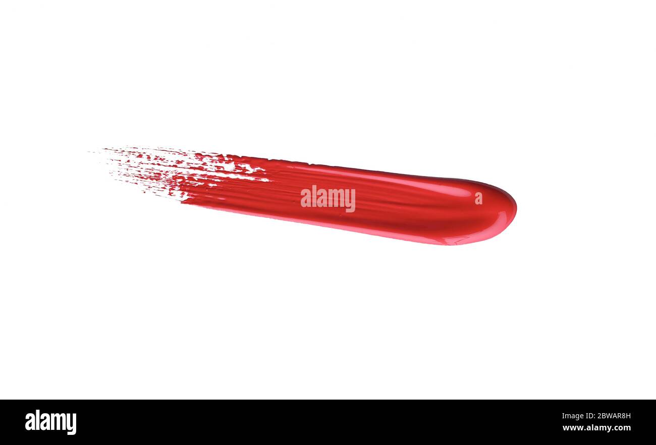 Red colored brush stroke paiting over isolated background, canvas ...