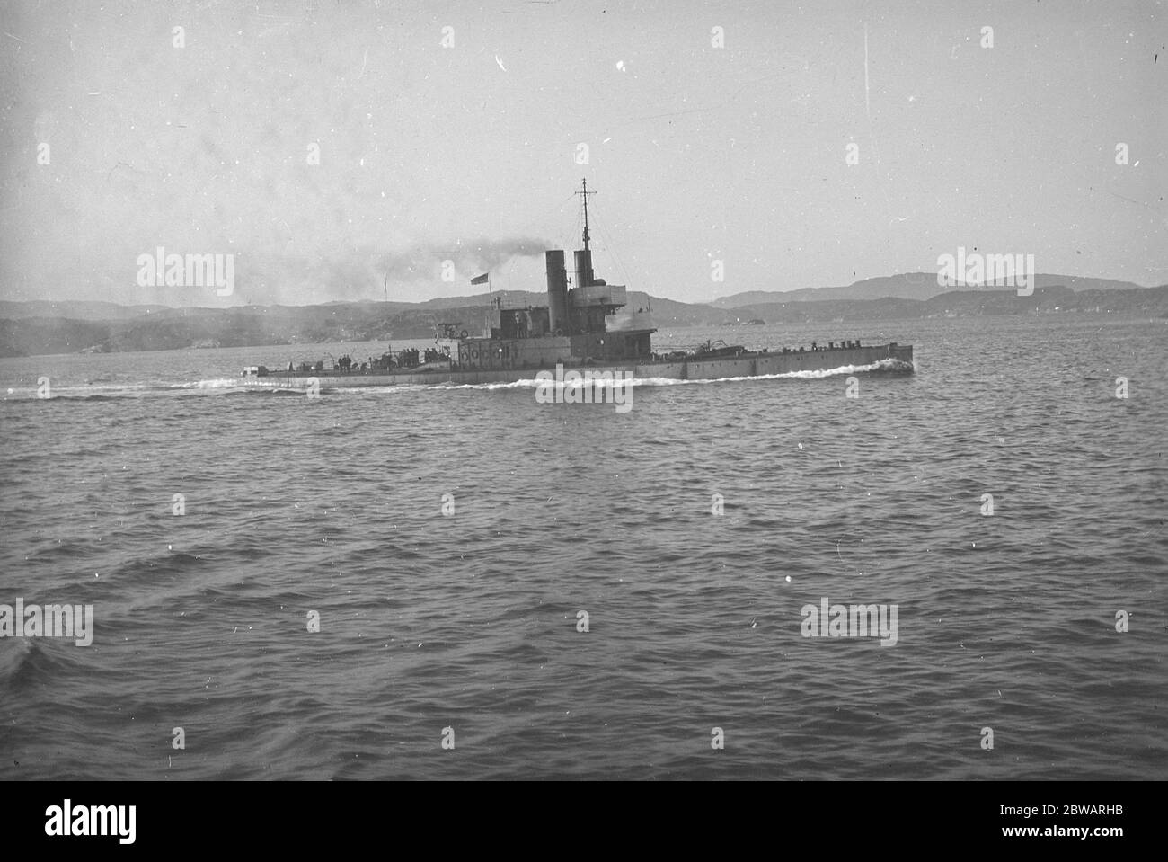H M S Glow Worm ( Monitor Class Ship ) leaving Bergen 19 April 1920 ...