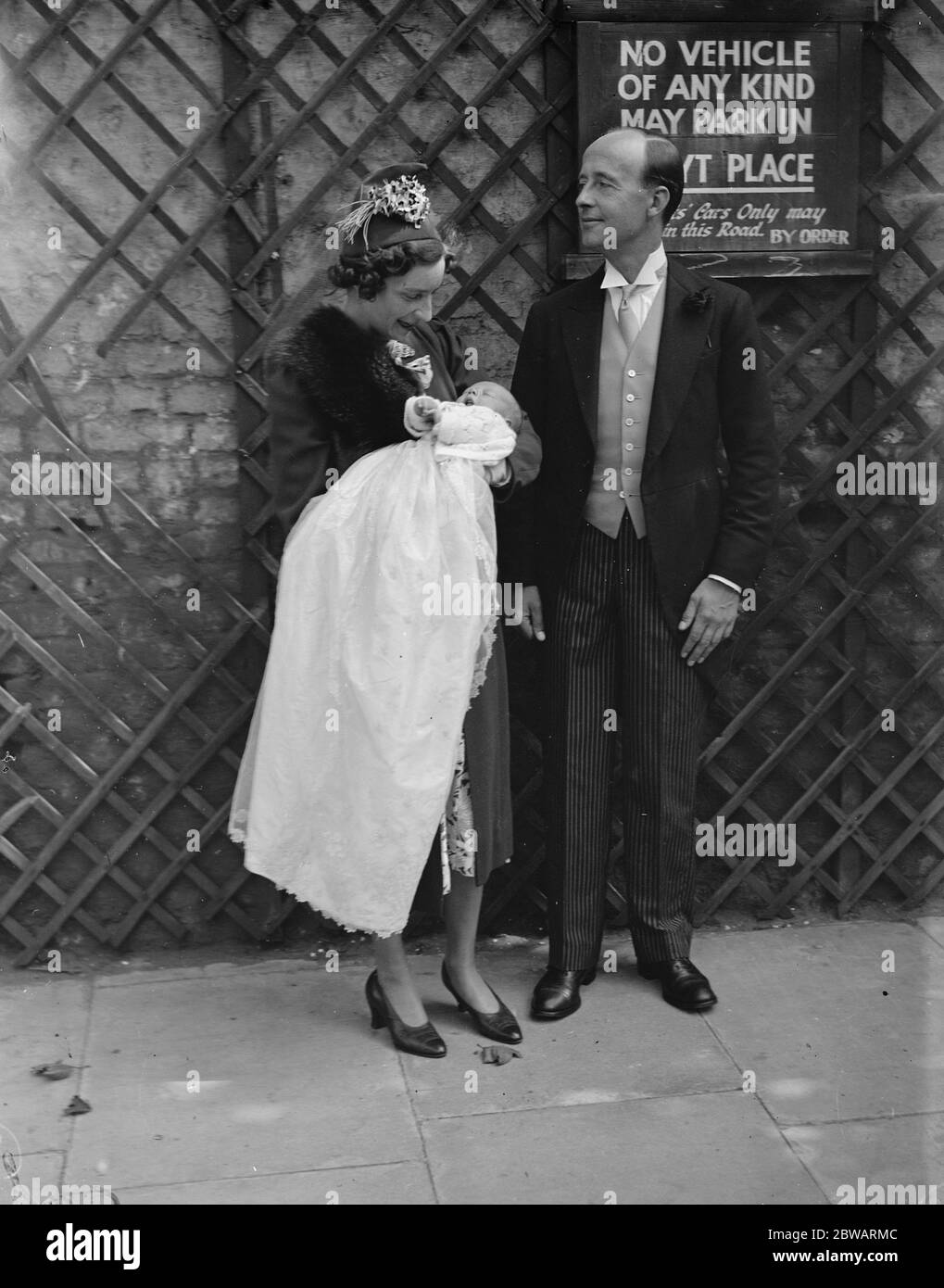 Commander W A Binnie RN and Mrs Binnie and their infant son Christopher ...