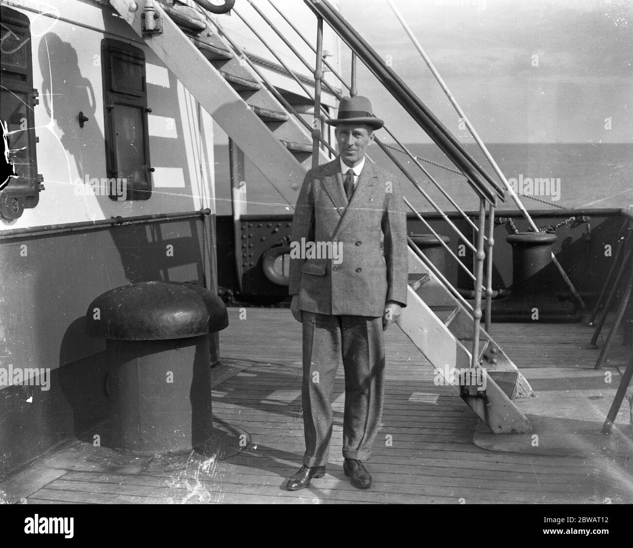 Sir Phillip Gibbs on board the RMS Adriatic , off for a holiday in ...