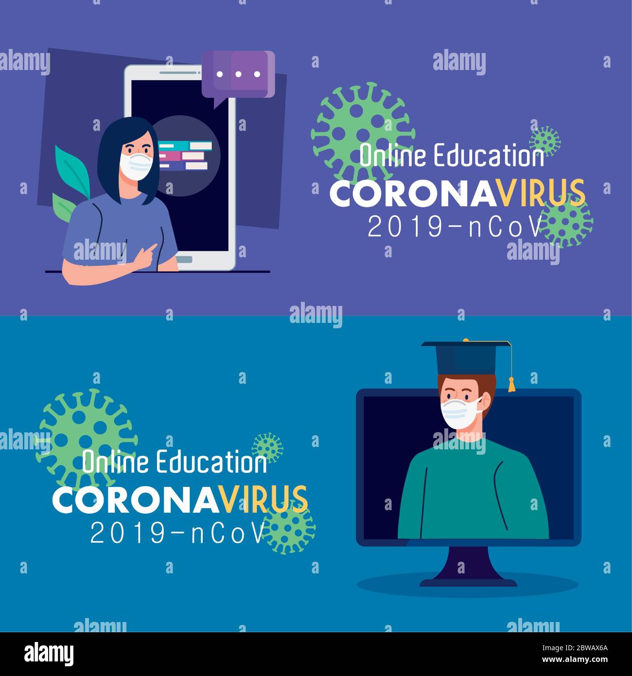 set scenes,online education advice to stop coronavirus covid-19 ...