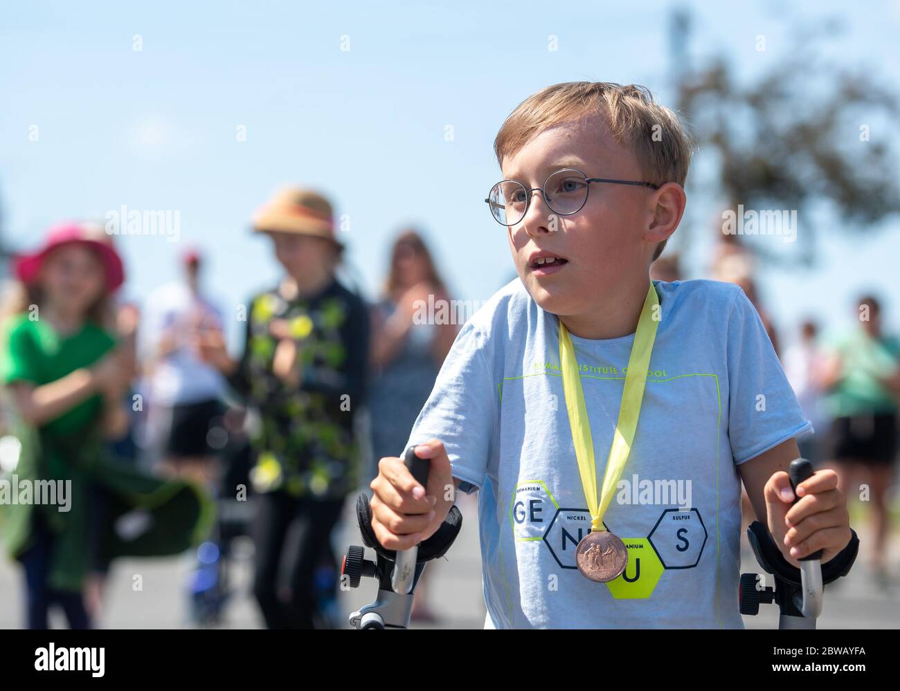 Nine-year-old Tobias Weller, from Sheffield, who has cerebral palsy and ...
