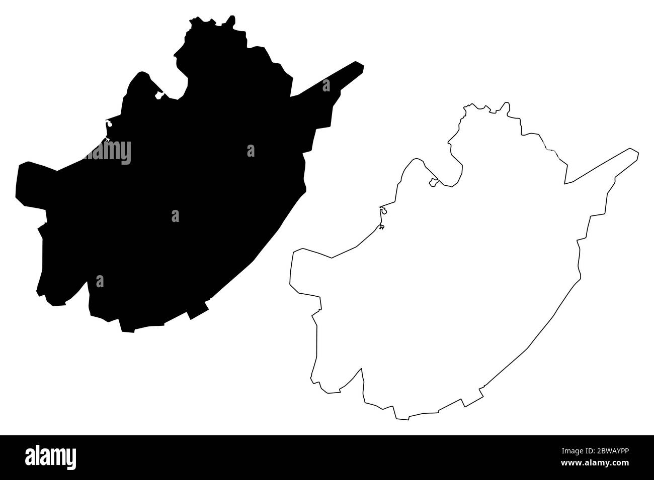 Jodhpur City (Republic of India, Rajasthan State) map vector ...