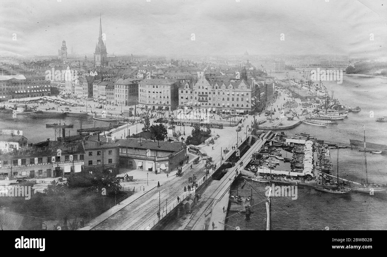 Stockholm A fine general view 30 April 1920 Stock Photo - Alamy