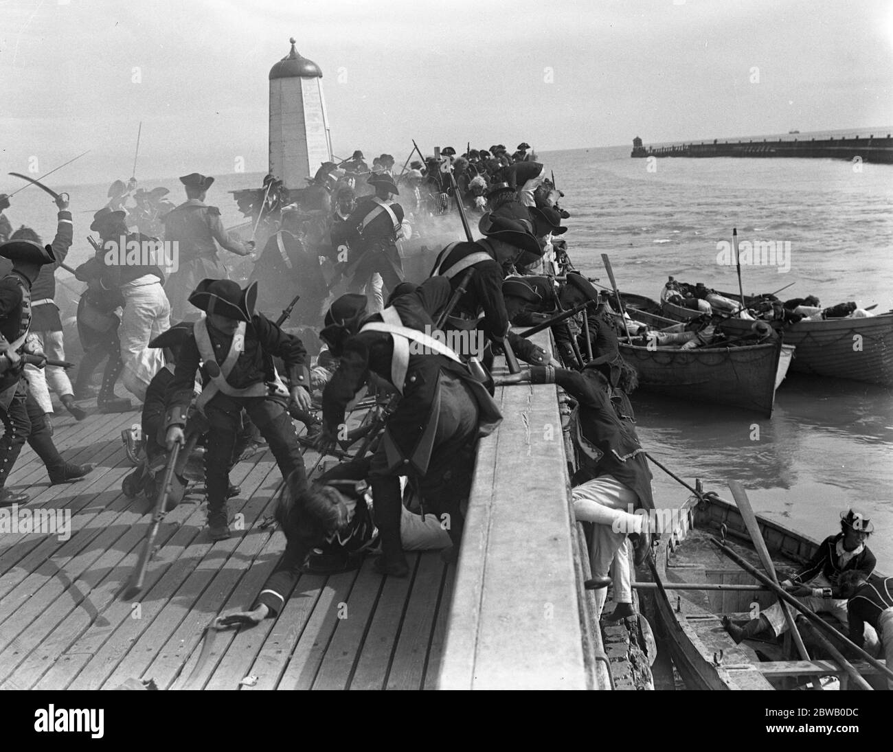 Shooting an action scene from the film ' Nelson ' at the seafront at ...