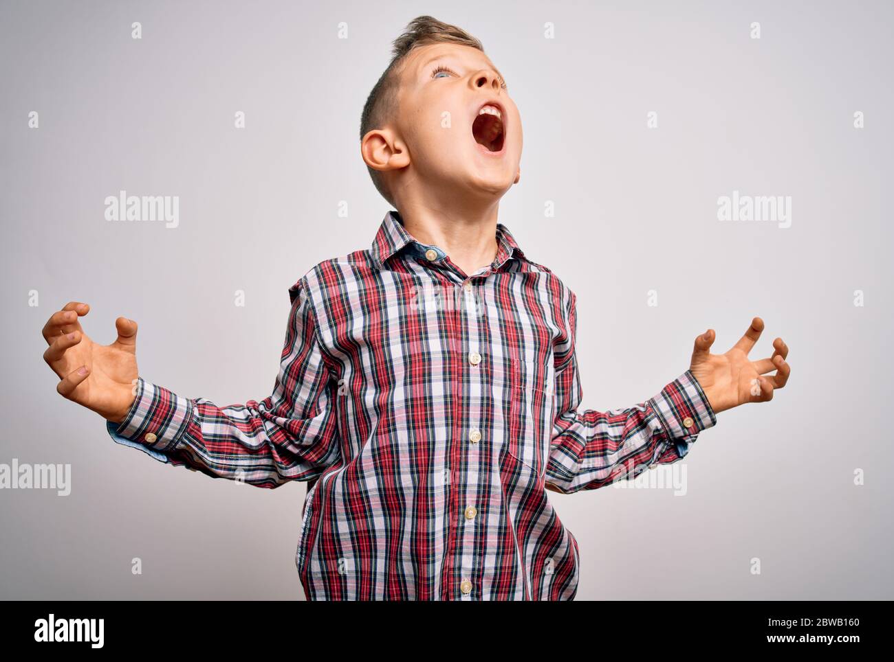 Young little caucasian kid with blue eyes wearing elegant shirt ...