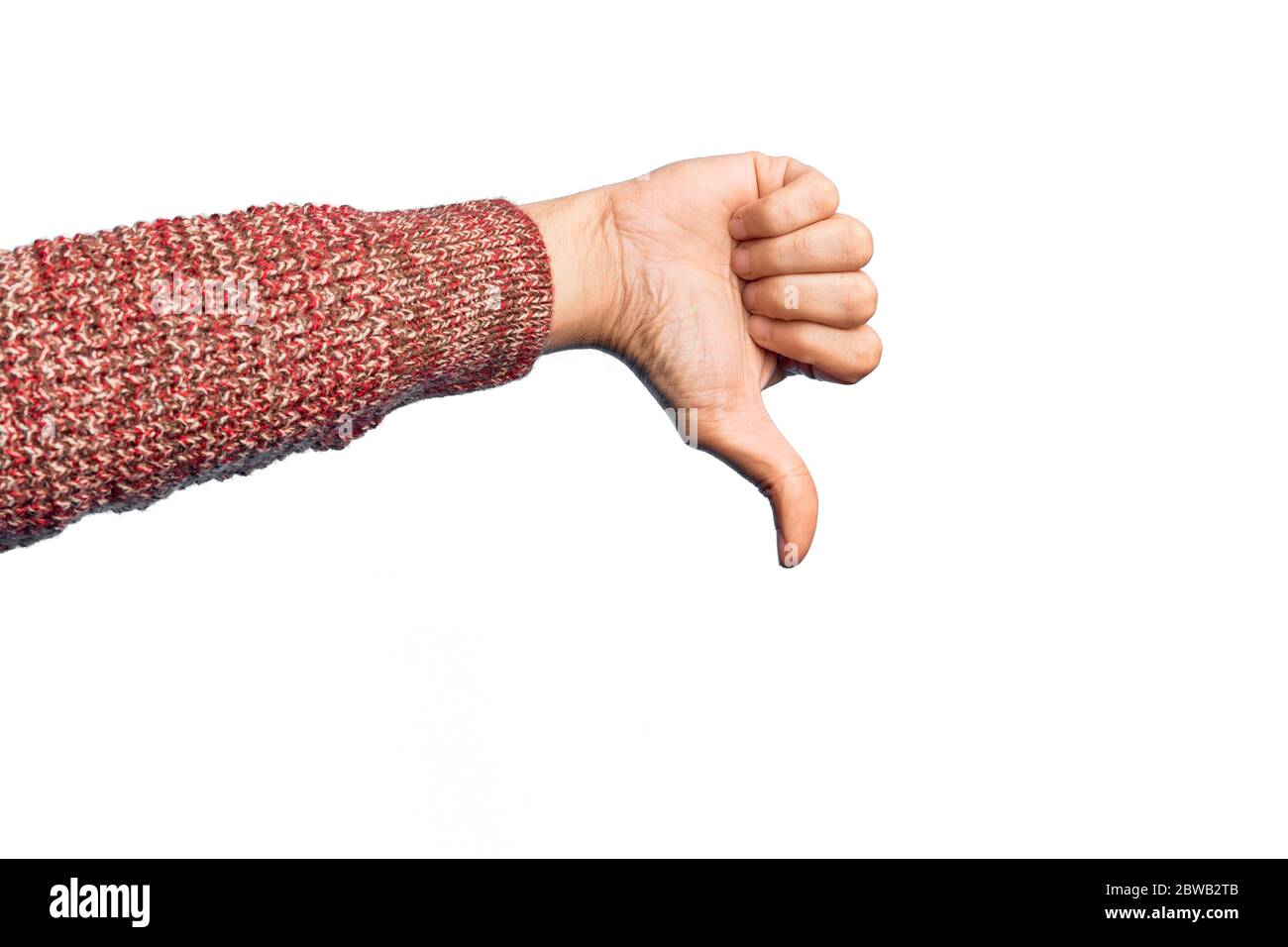Hand of caucasian young man showing fingers over isolated white ...