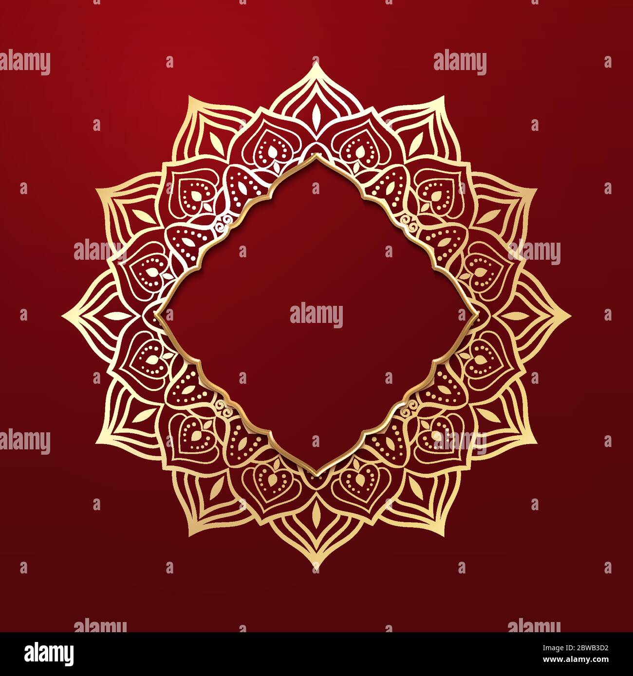 Luxury Background With Gold Frame. Arabic style 3D frame and ethnic ...