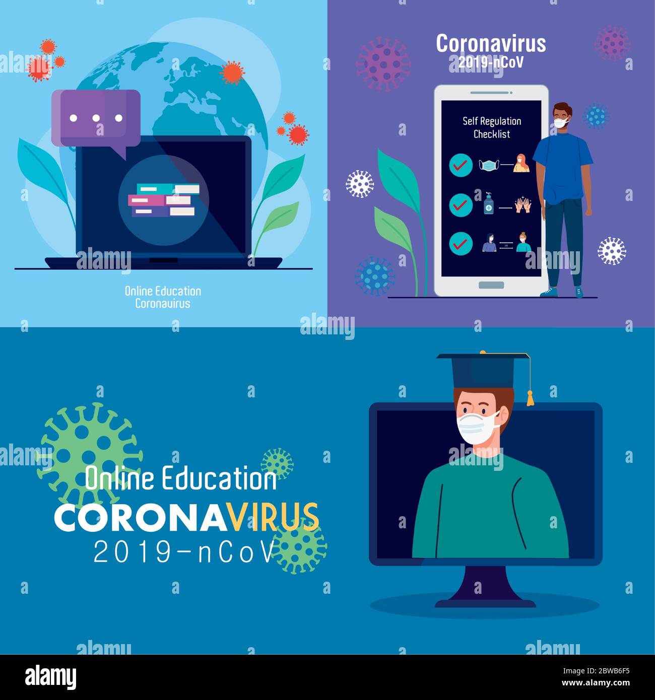 set scenes, online education to stop coronavirus covid-19 spreading ...