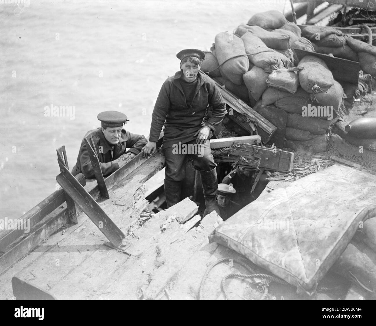 The Great Naval raid on Zeebrugge . Crewman aboard HMS Vindictive a ...