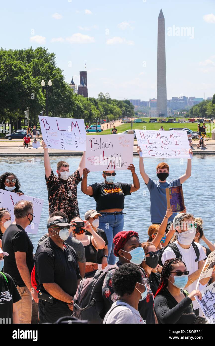 Washington, DC / USA - May 30, 2020: Crowds gather at the US Capitol ...