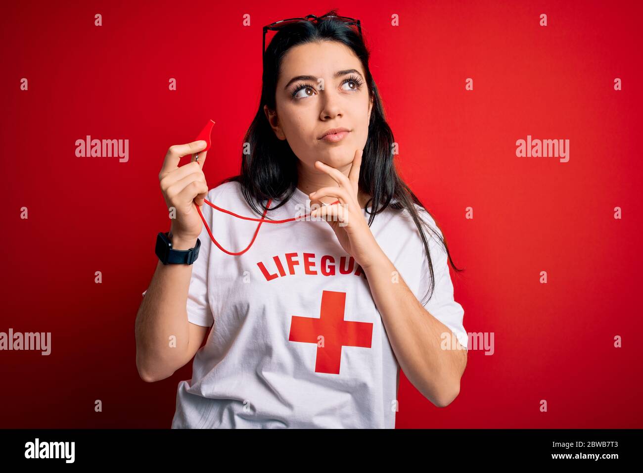 Security guard blowing whistle hi-res stock photography and images - Alamy