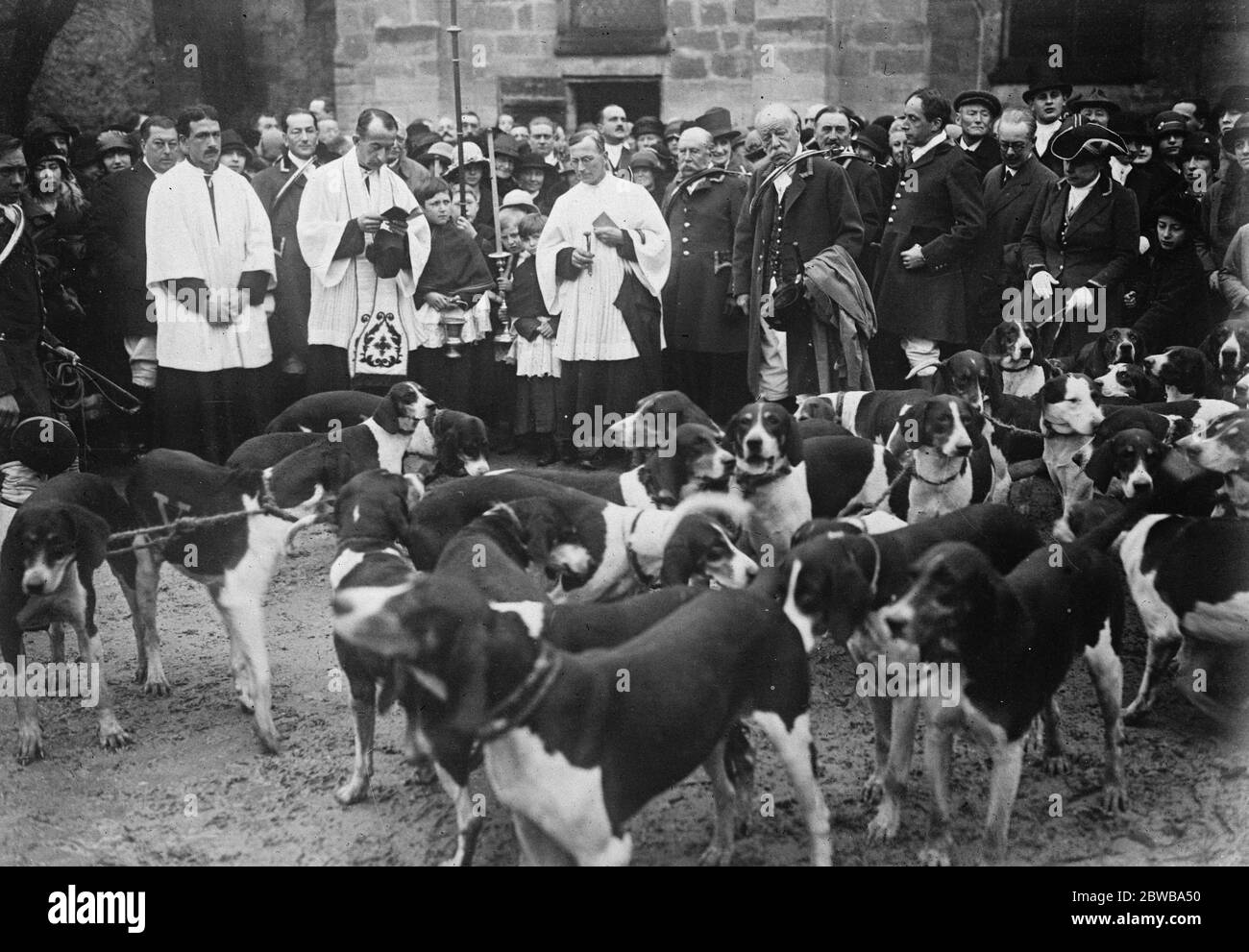 Blessing the hounds in connection with the fete of St Huert at ...