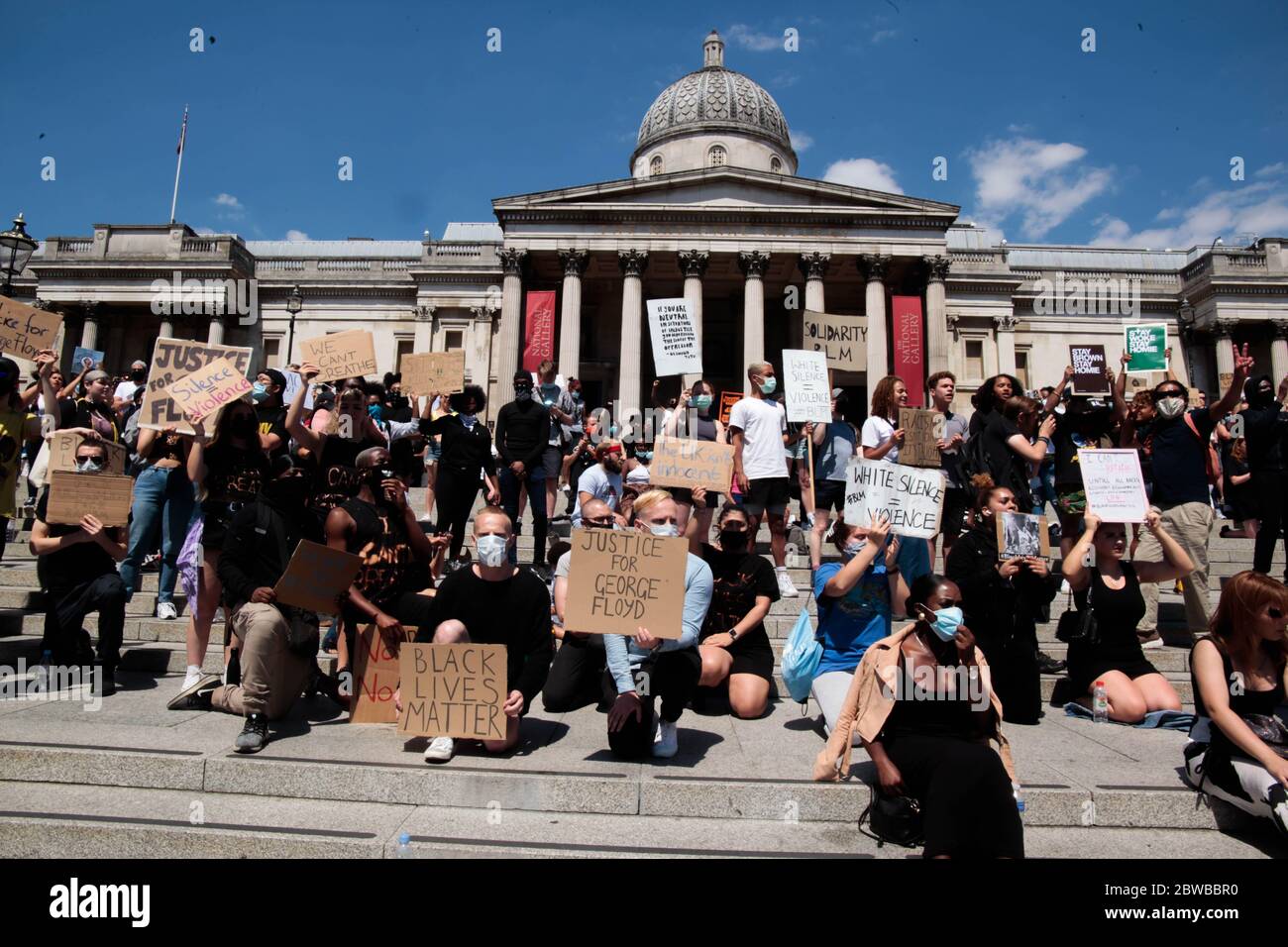 London UK 31 May 2020 BlackLivesMatter protesters gathered in Trafalgar ...