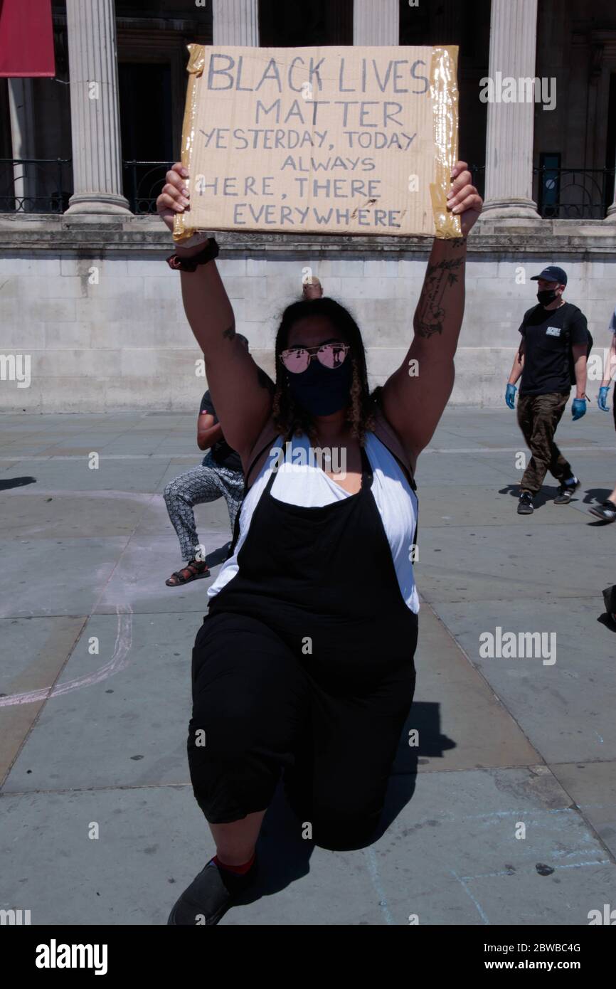 London UK 31 May 2020 BlackLivesMatter protesters gathered in Trafalgar ...