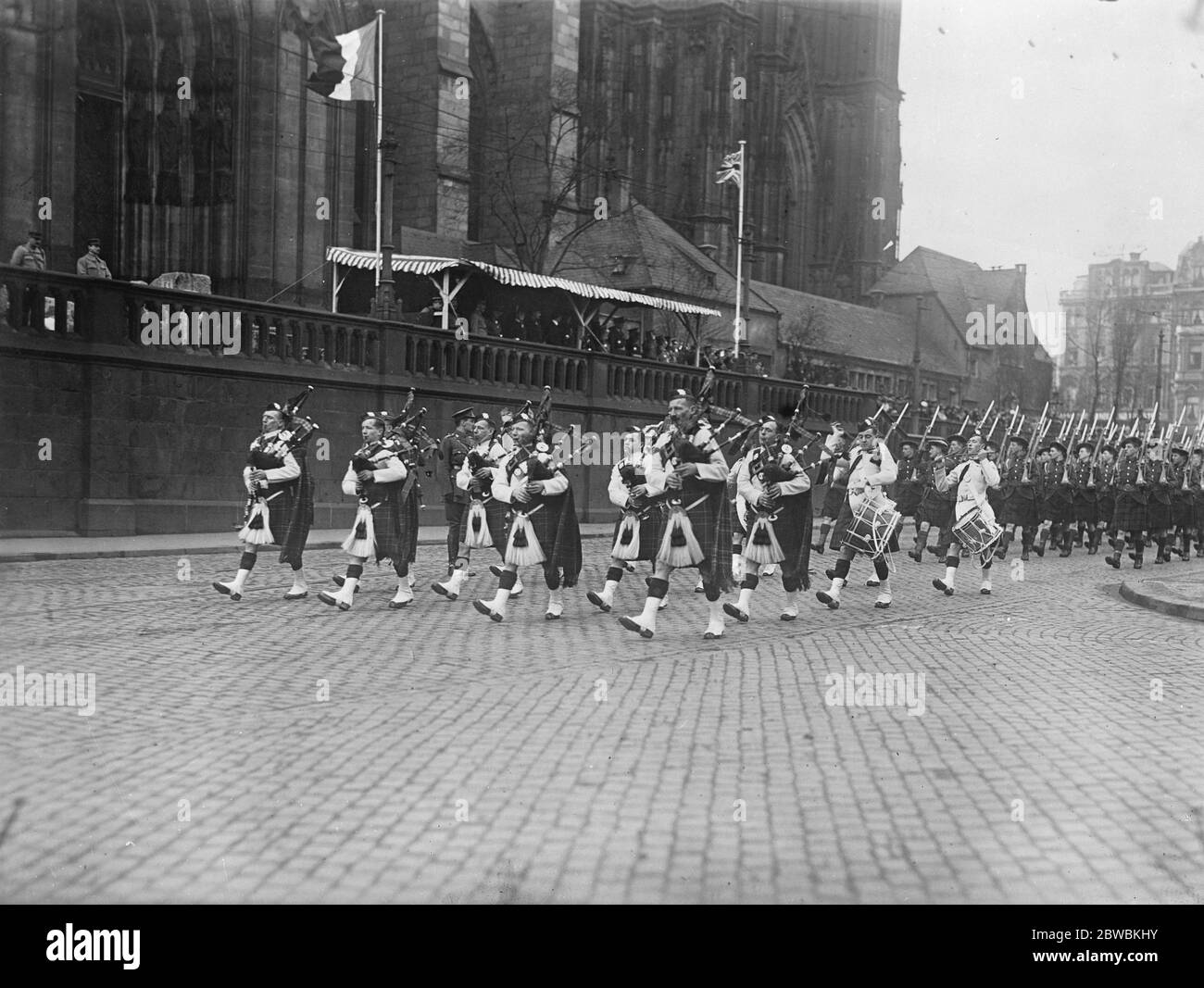 The Black Watch marching past the saluting base on Cologne on the ...