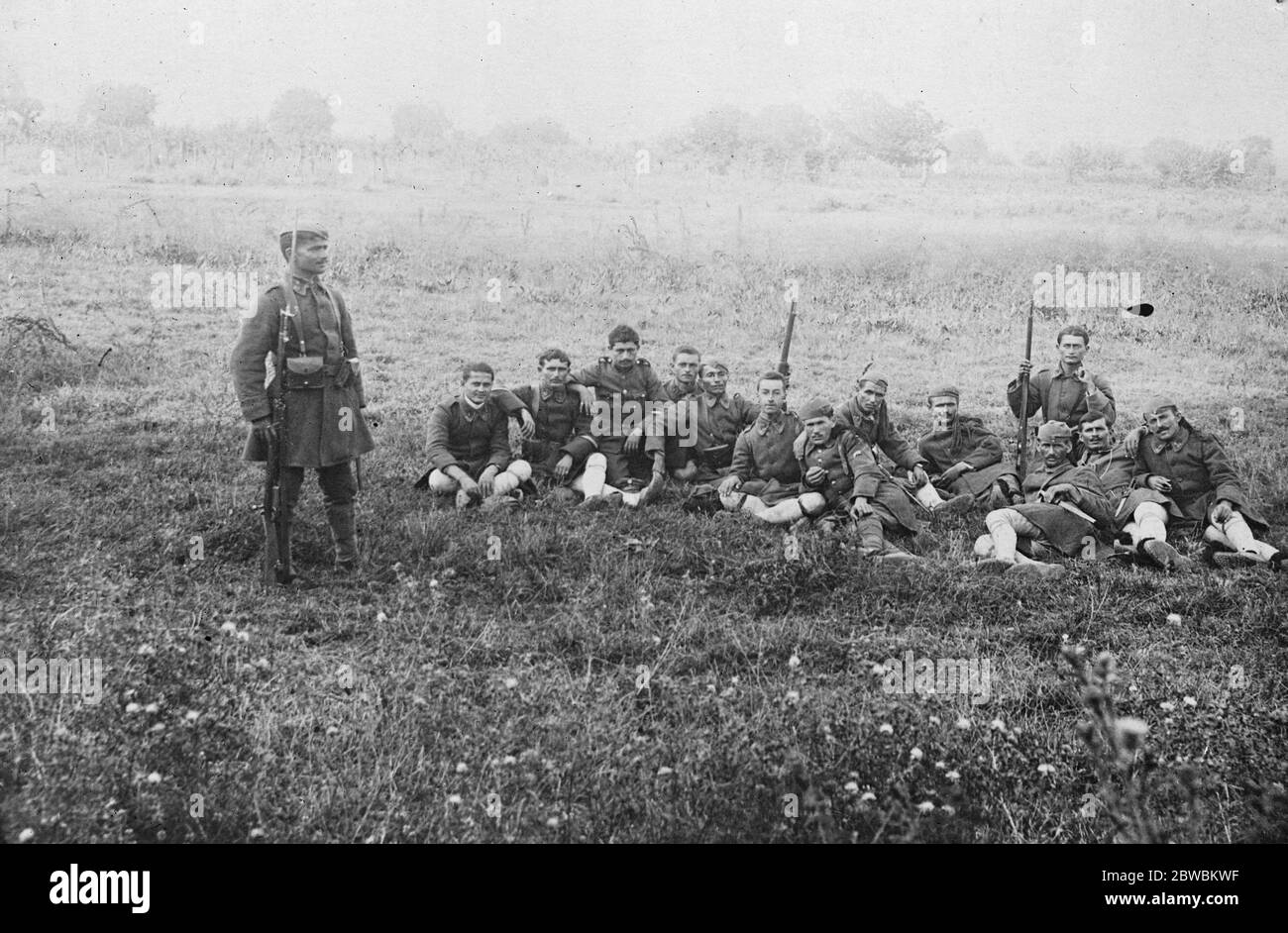 Greek troops ( light infantry ) in their national costume bivouacing in ...