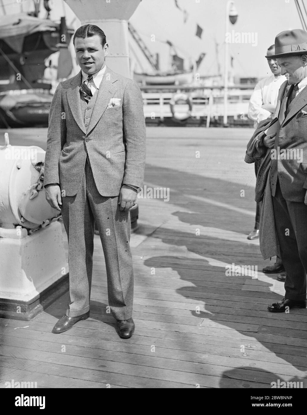 On the SS Berengaria Mickey Walker , The American boxer Stock Photo - Alamy