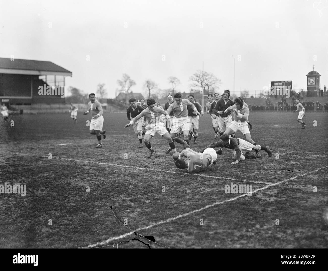 British army versus French Army at rugby at Twickenham A French forward ...