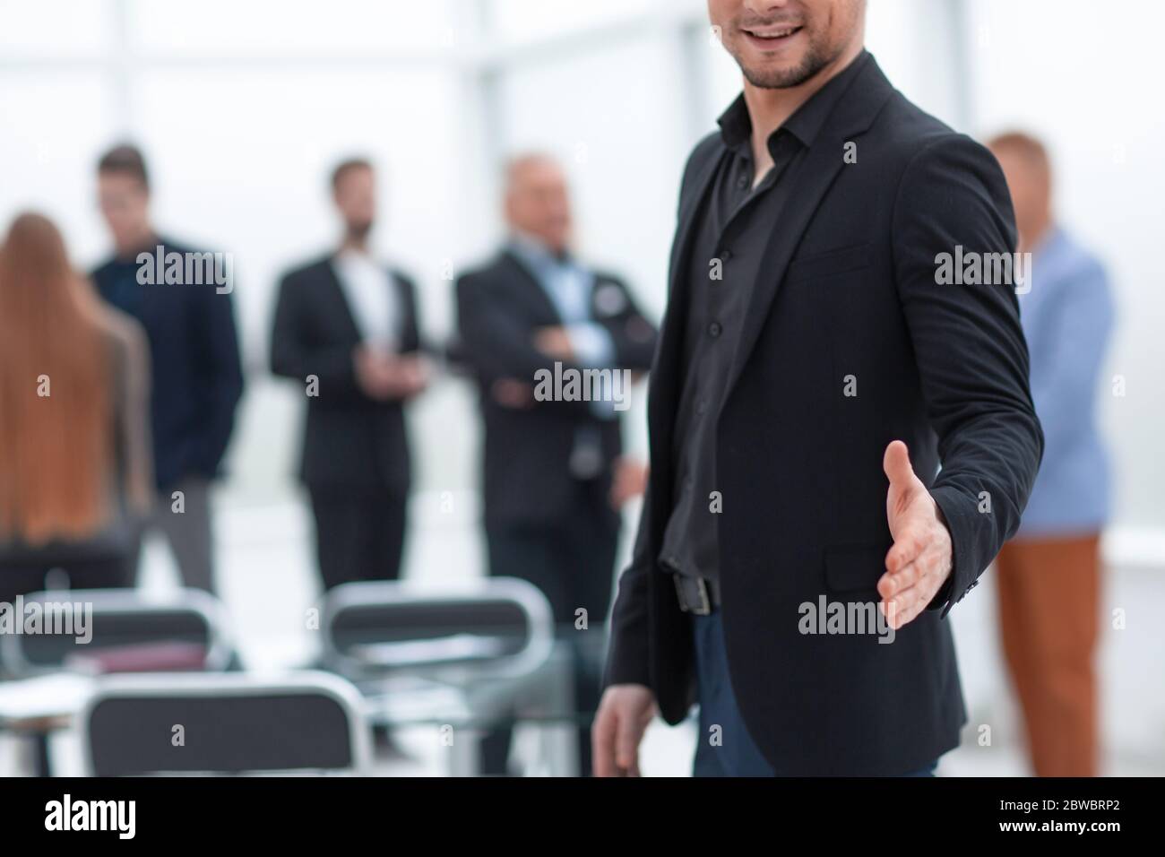 Businessman reaching out hand handshake hi-res stock photography and ...