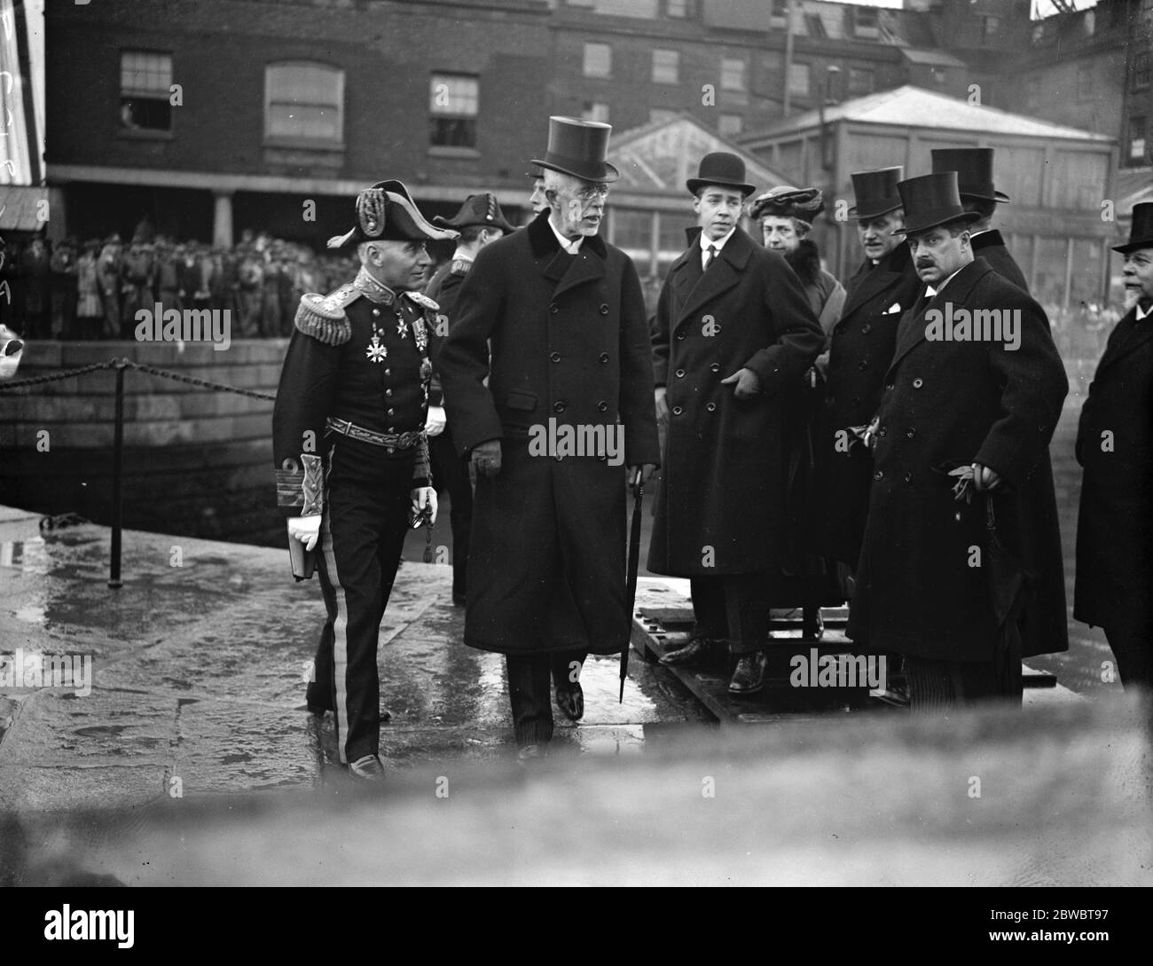 King of Sweden arrives at Sheerness The King of Sweden landing from the ...