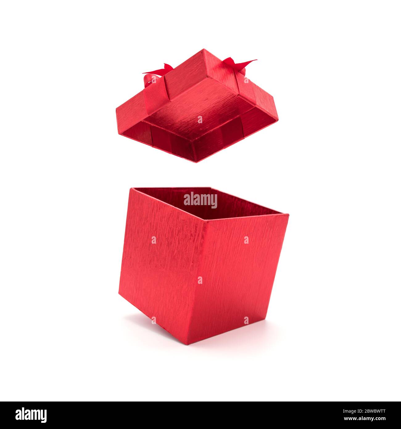Open red gift box with bow, isolated on white background Stock Photo ...