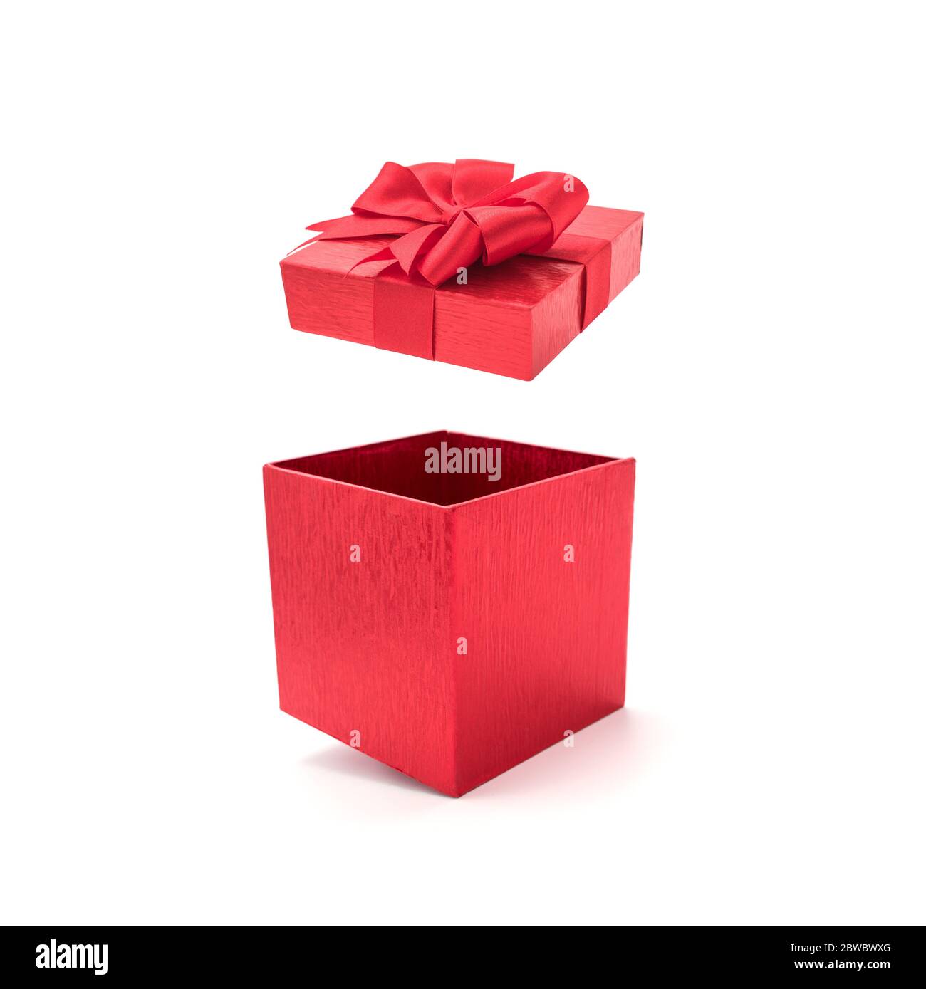 Open beautiful gift box with bow isolated on white background Stock ...