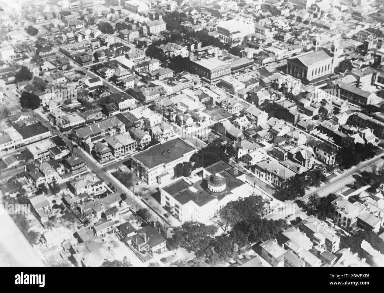In the track of the hurricane . Aerial view of mobile ( Alabama ) , the ...