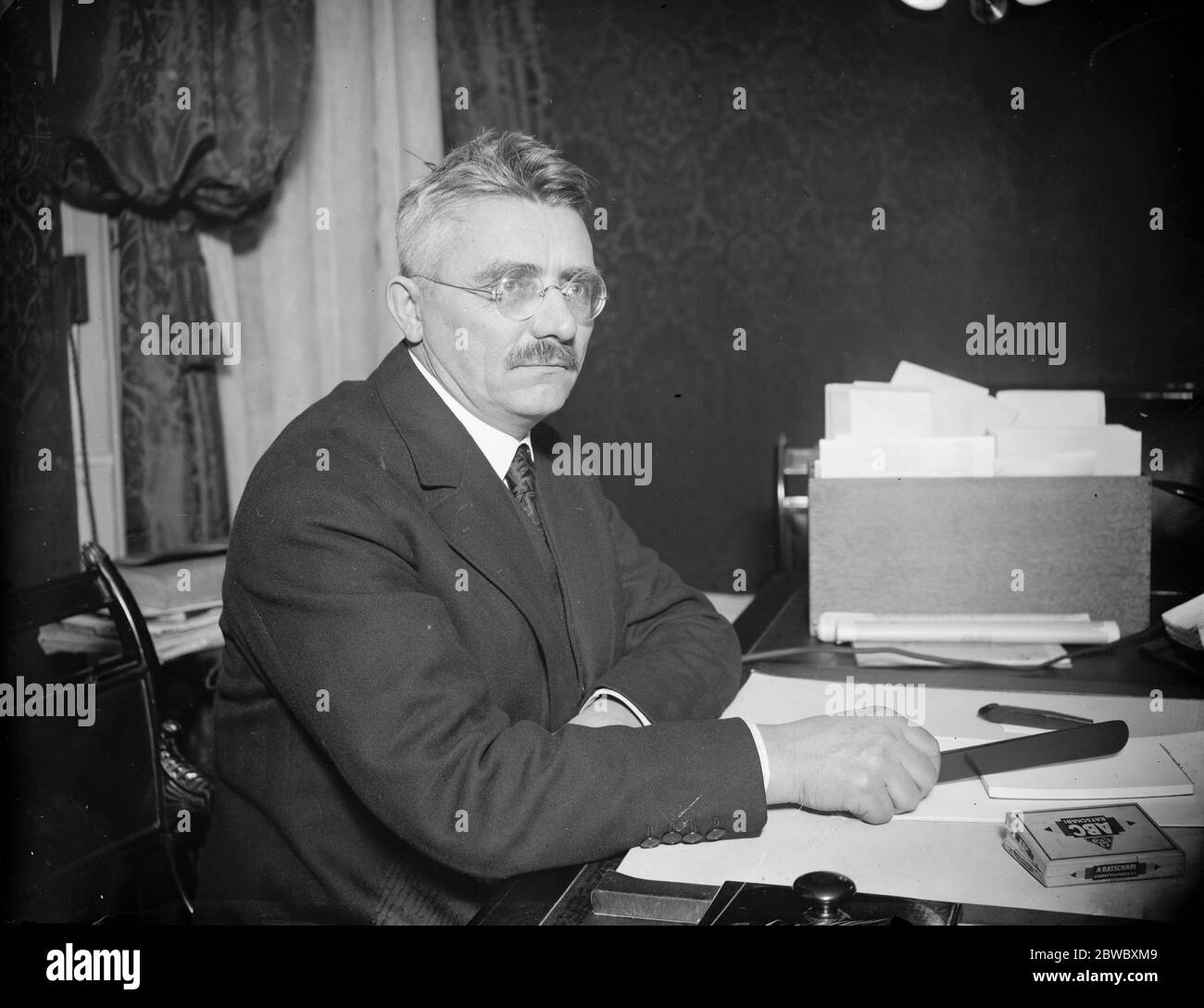 Mr J N Smirnoff , postmaster General of Soviet Russia , photographed at ...