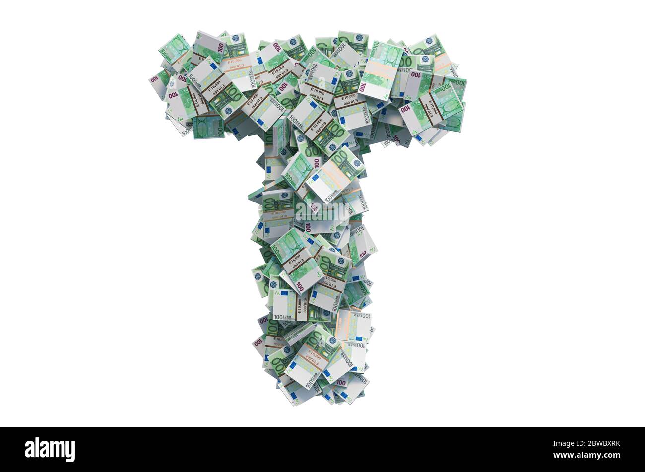 Letter T from euro packs. 3D rendering isolated on white background ...