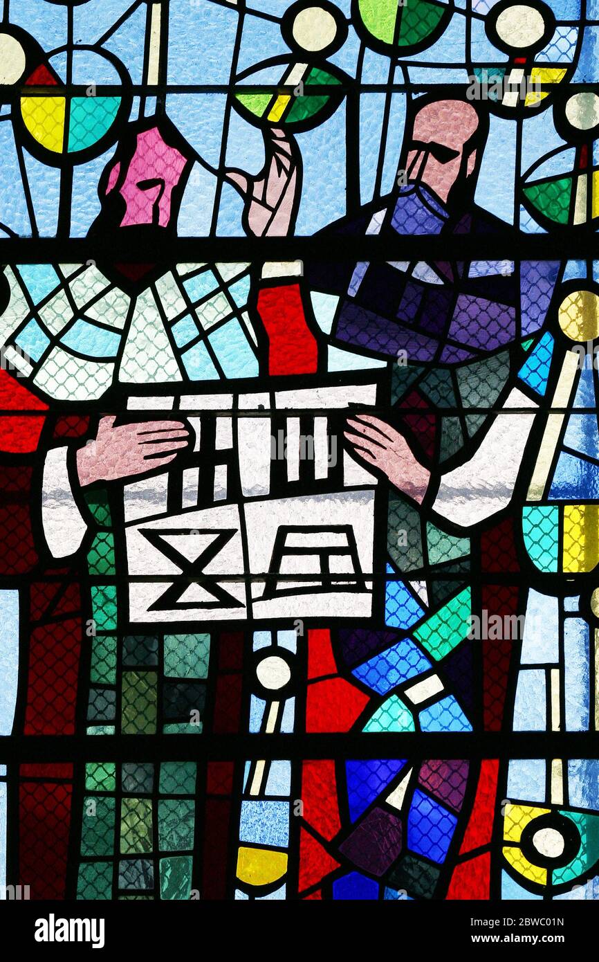 St. Cyril and Methodius, a stained glass window at St. Blaise's Church ...