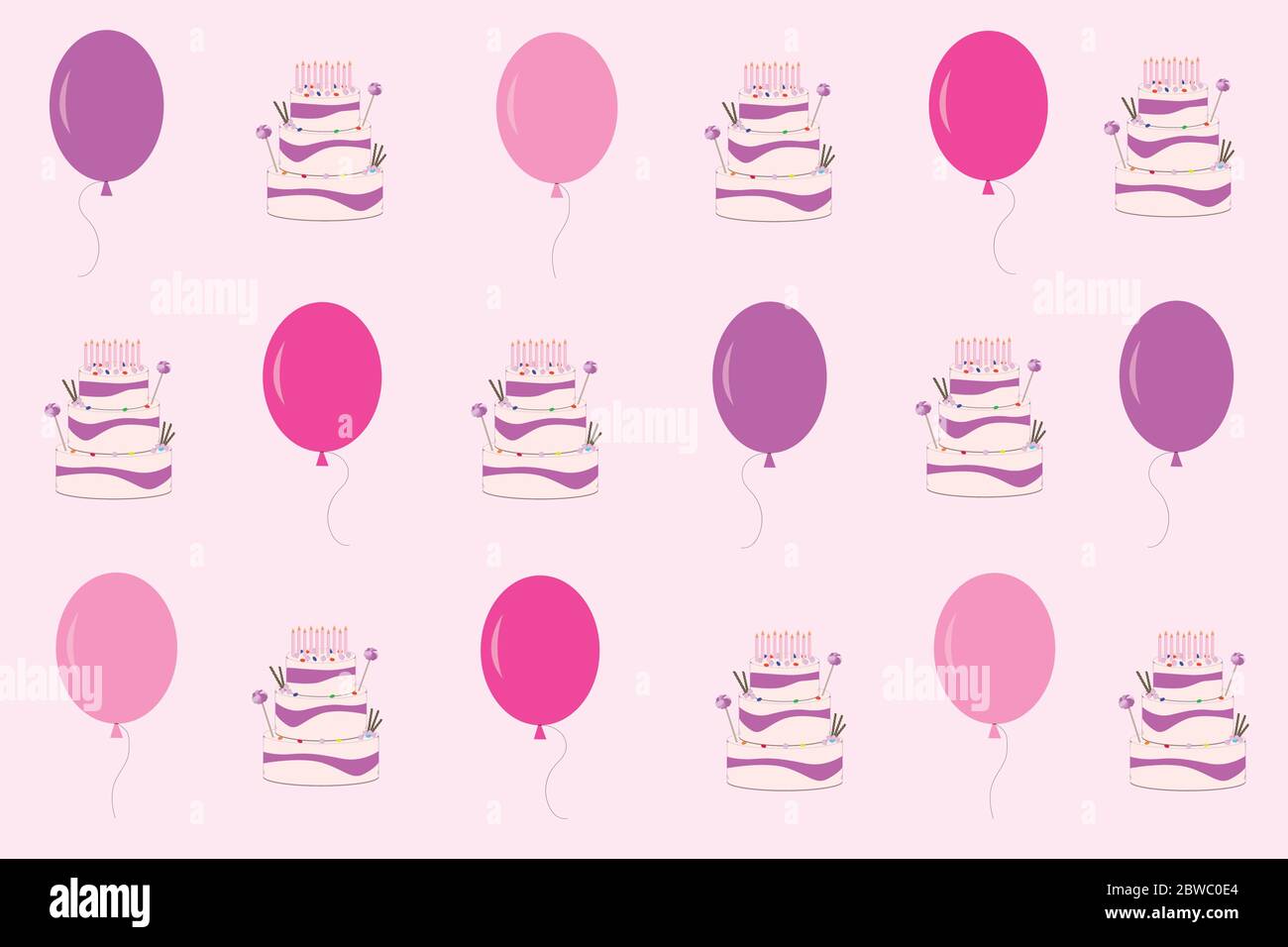 pink cake with balloons and candles Stock Vector Image & Art - Alamy