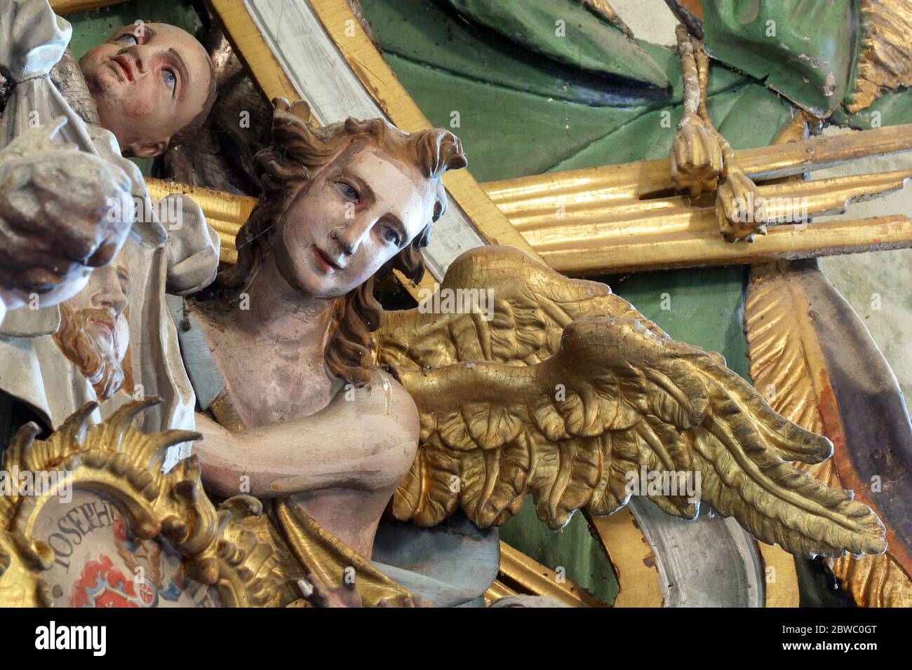 Angel statue on the altar of the Holy Cross in the Church of Our Lady ...