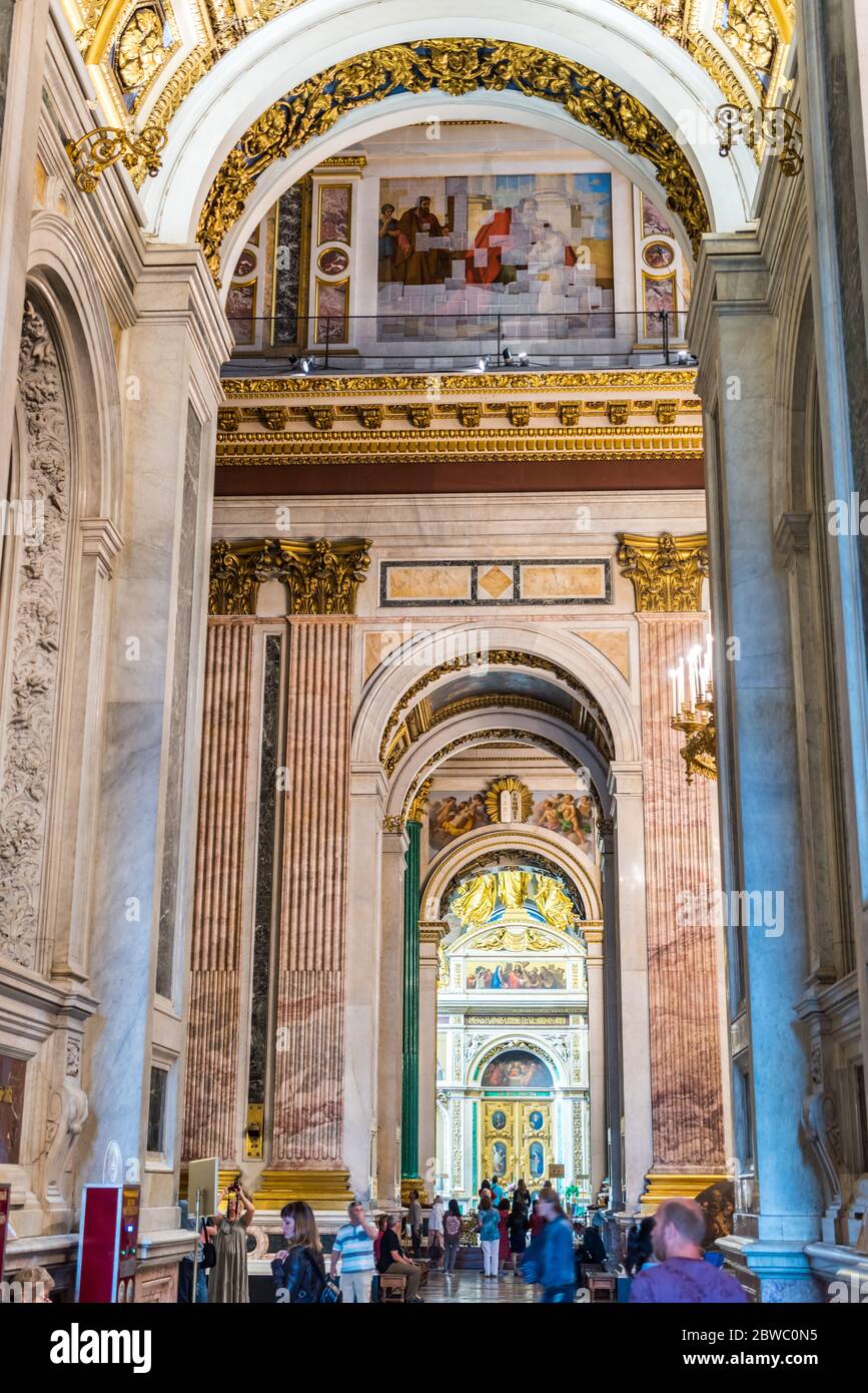 Interiors of Saint Isaac’s Cathedral (or Isaakievskiy Sobor), one of ...
