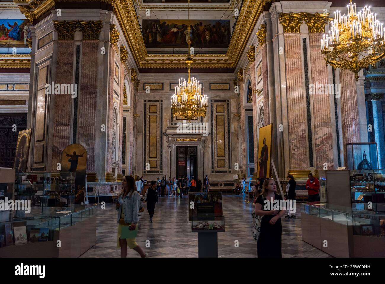 Interiors of Saint Isaac’s Cathedral (or Isaakievskiy Sobor), one of ...