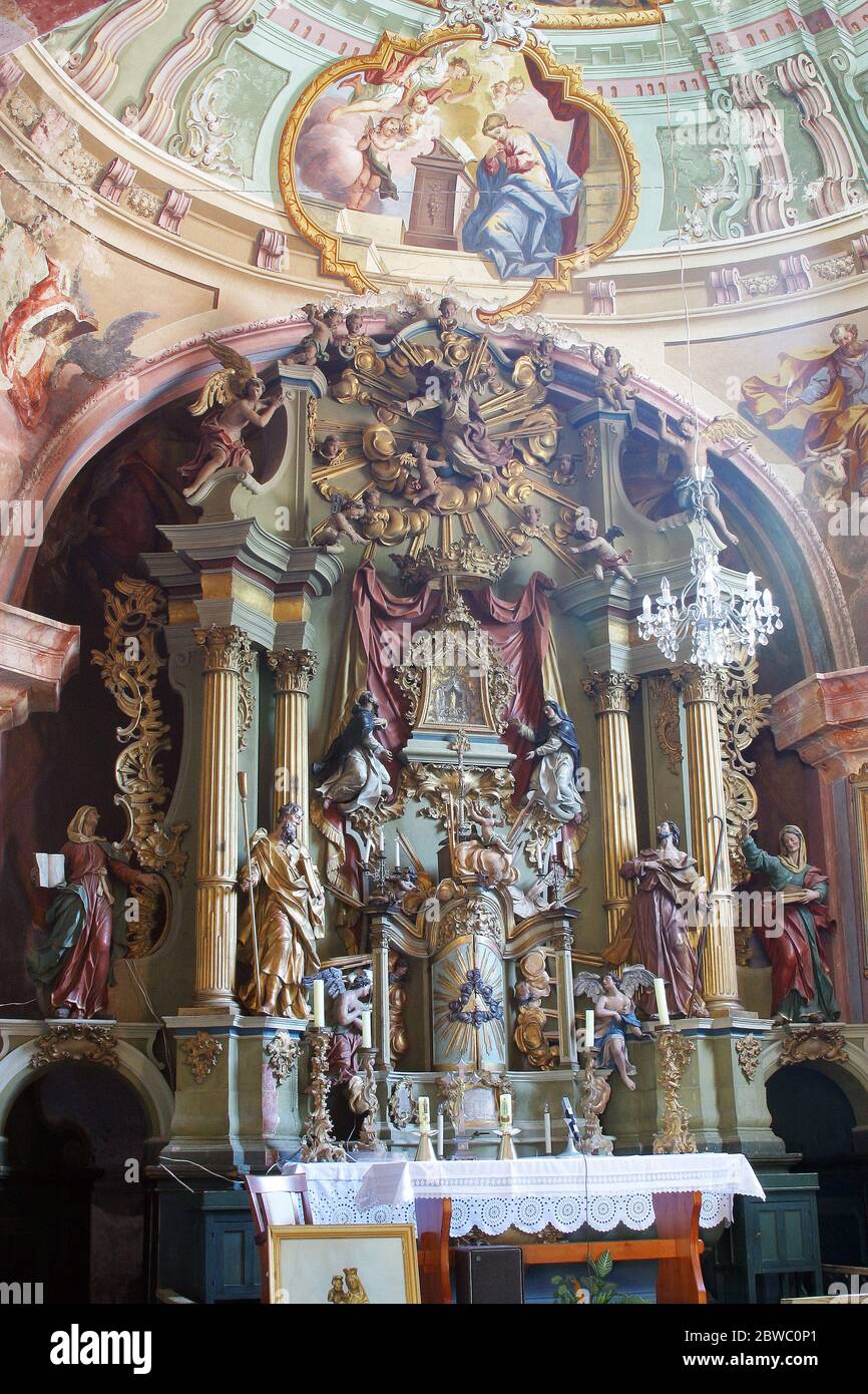 Main altar in the Church of Our Lady of Jerusalem at Trski Vrh in ...