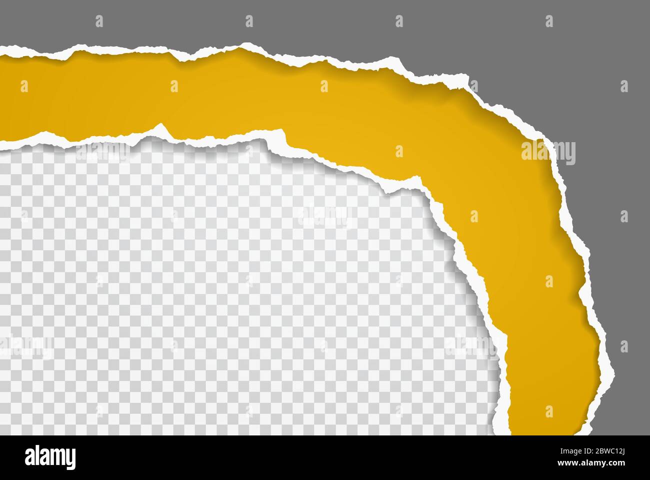 Piece of torn bright yellow and dark grey horizontal paper with soft ...