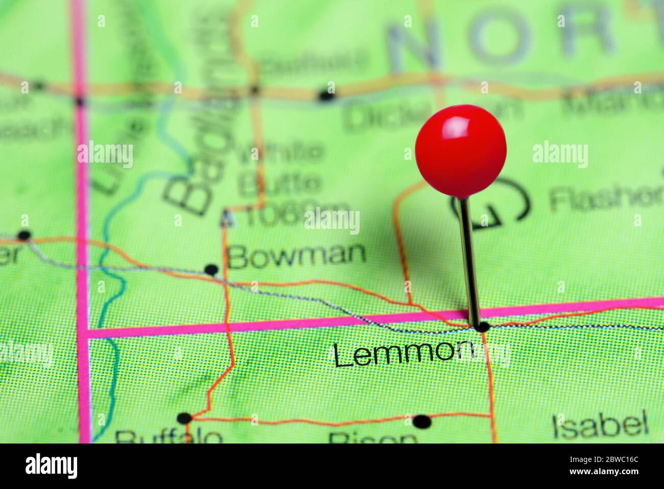 Lemmon pinned on a map of South Dakota, USA Stock Photo - Alamy