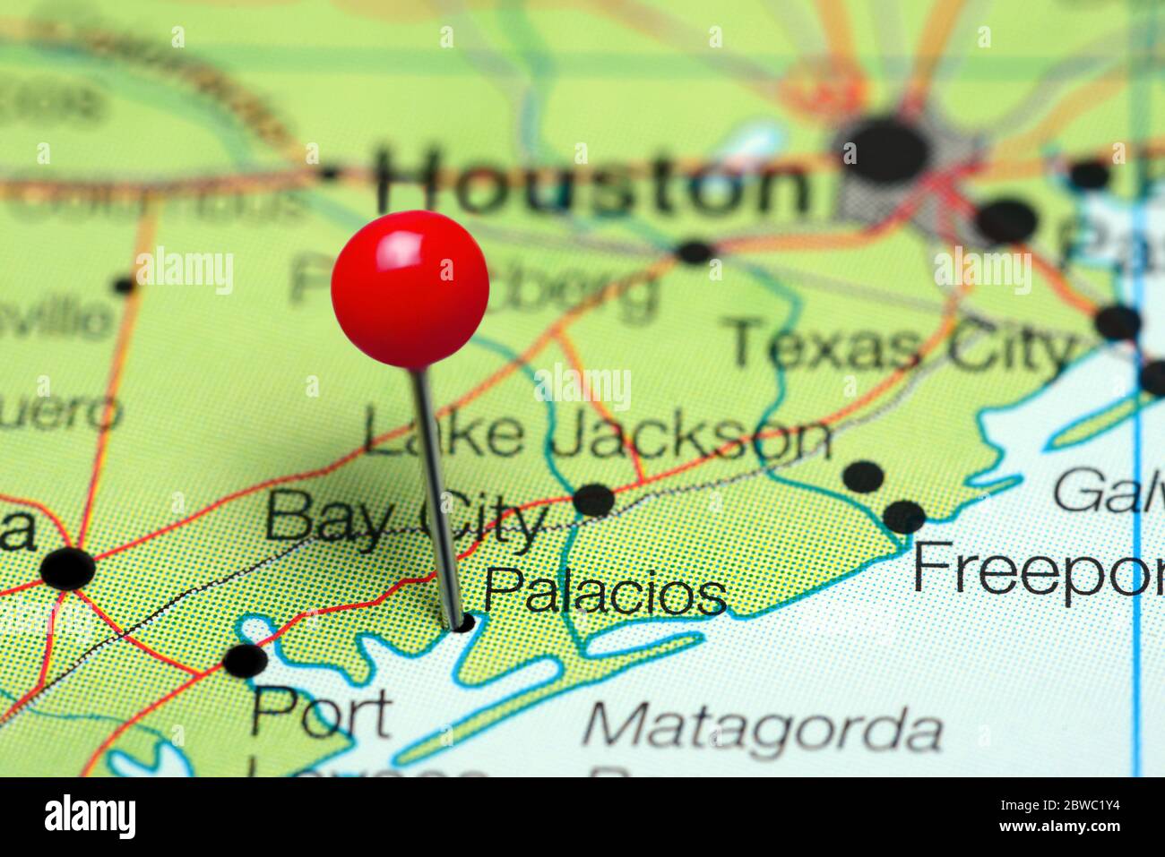 Palacios pinned on a map of Texas, USA Stock Photo - Alamy