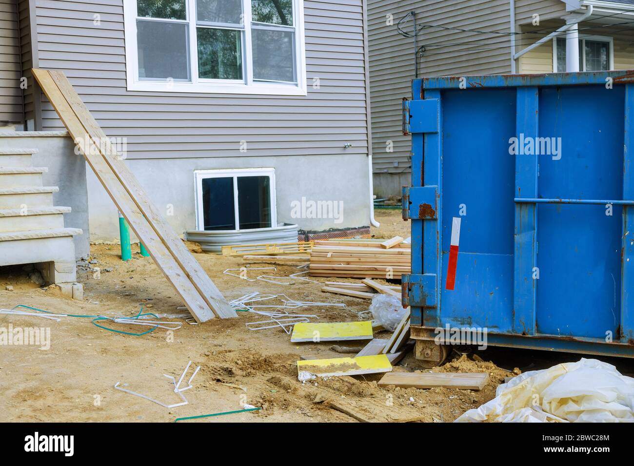 Wood frame structure of Incomplete house under construction on ...