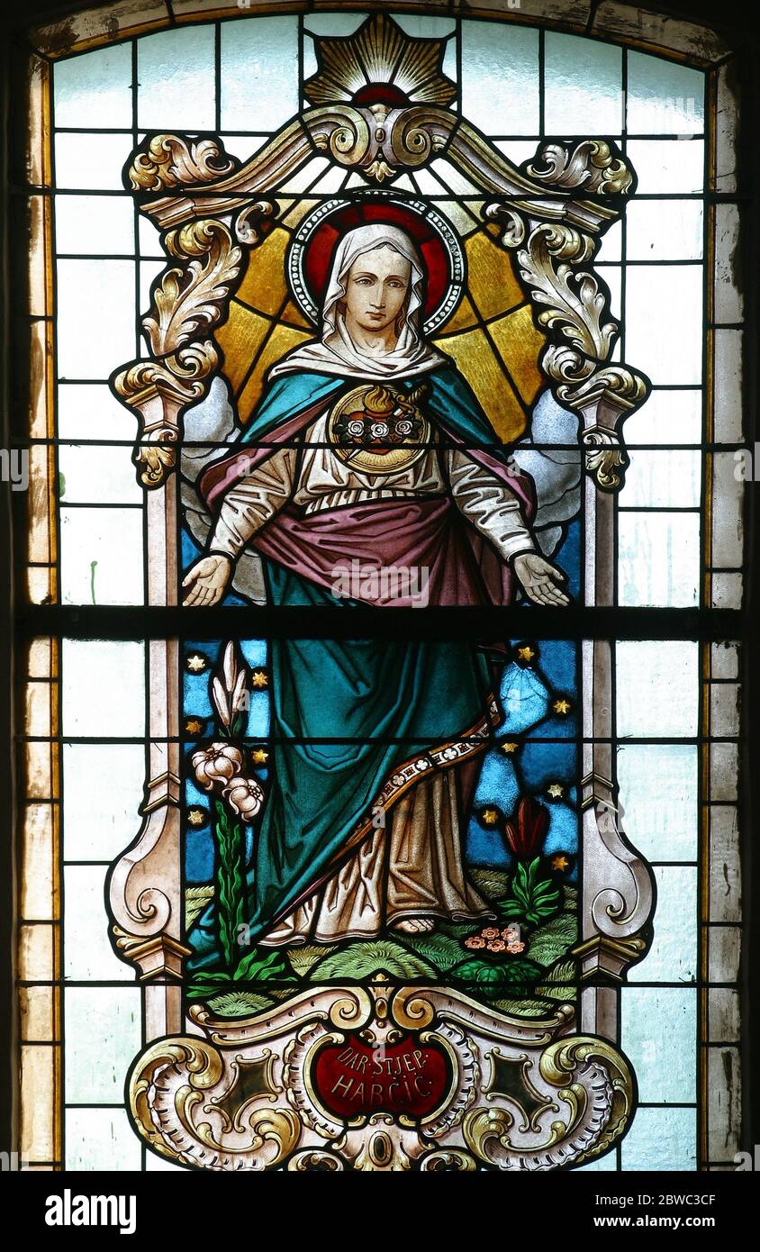 Immaculate Heart of Mary, stained glass window in Parish Church of the ...